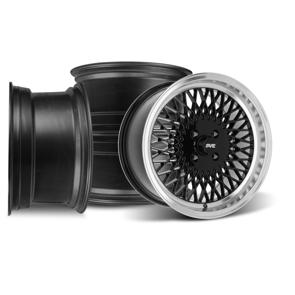 Mustang Fox Body 4 Lug Mesh Wheel Kit - Gloss Black - 17x8/9 | 79-93