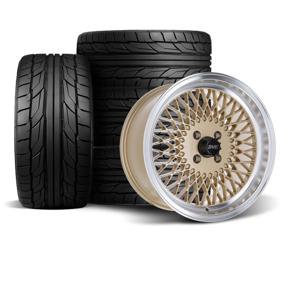 SVE 4 Lug Mesh Wheel & Tire Kit - Classic Gold -17x8/9 - G2 | 79-93