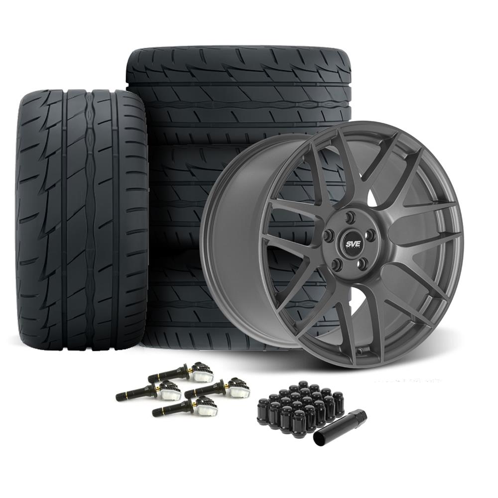 SVE Mustang R357 Wheel & Firestone Tire Kit - 19x10 - Graphite (15-23)