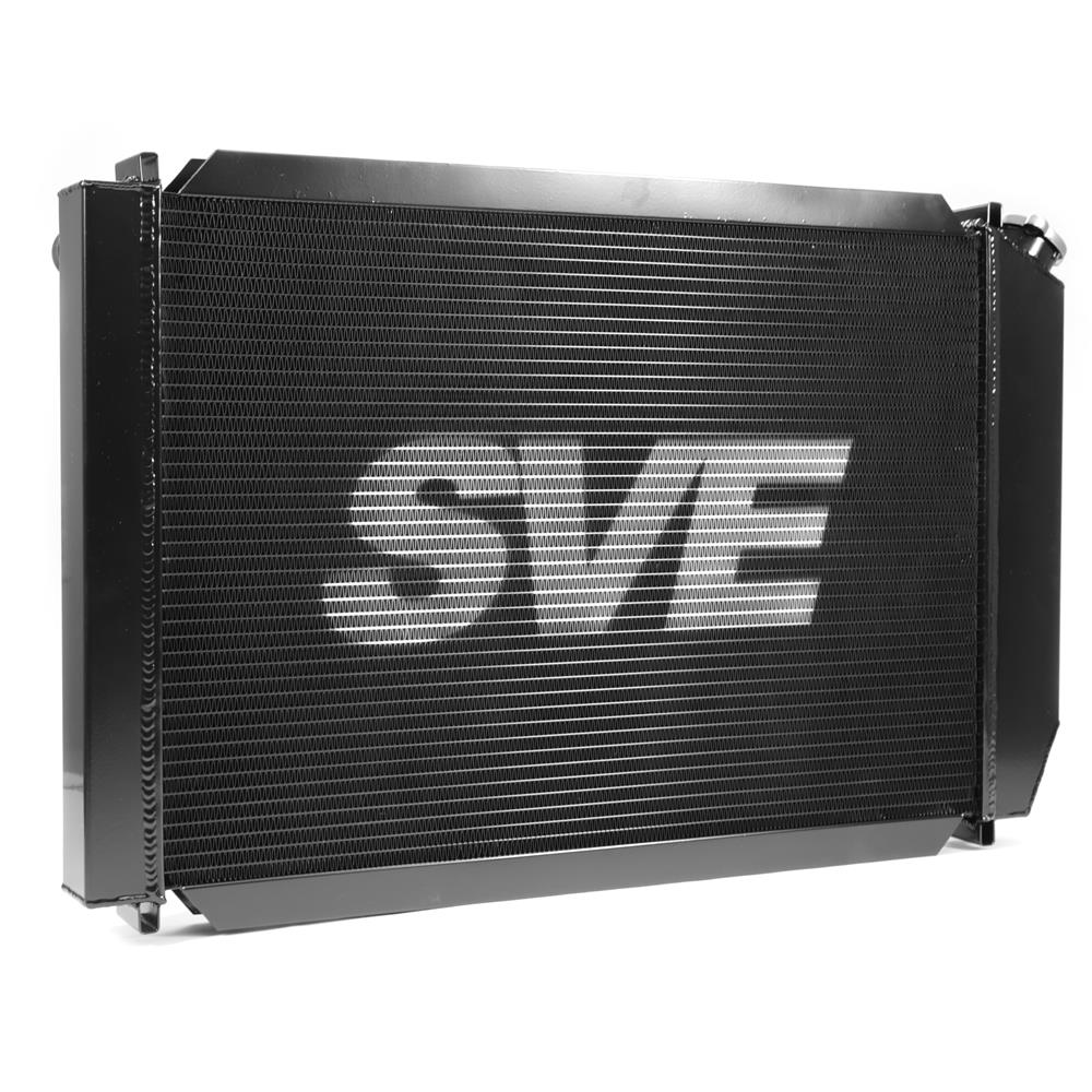 SVE Mustang Aluminum Radiator & Contour Fan Kit - Black (86-93) 5.0
