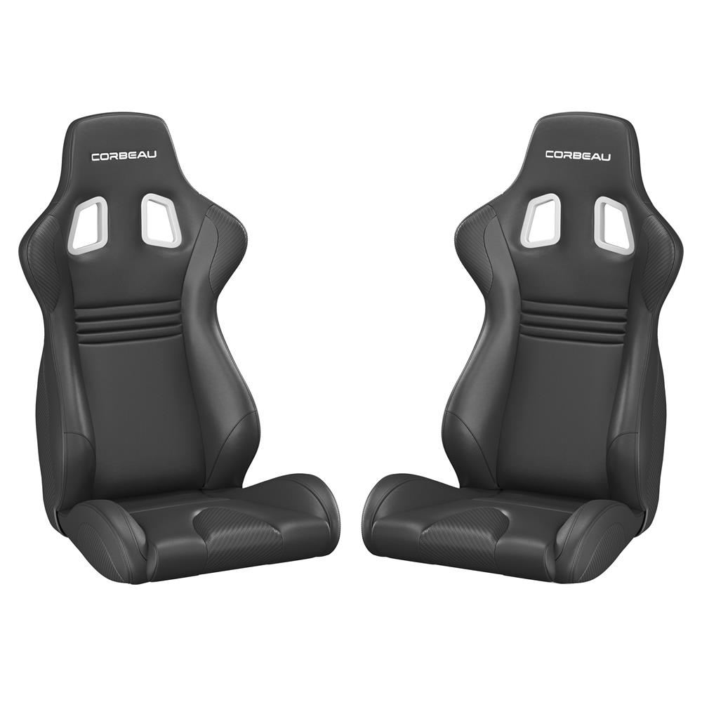 Corbeau Evolution X Seat - Pair Black Vinyl/Carbon w/ Black Stitch 64901FB