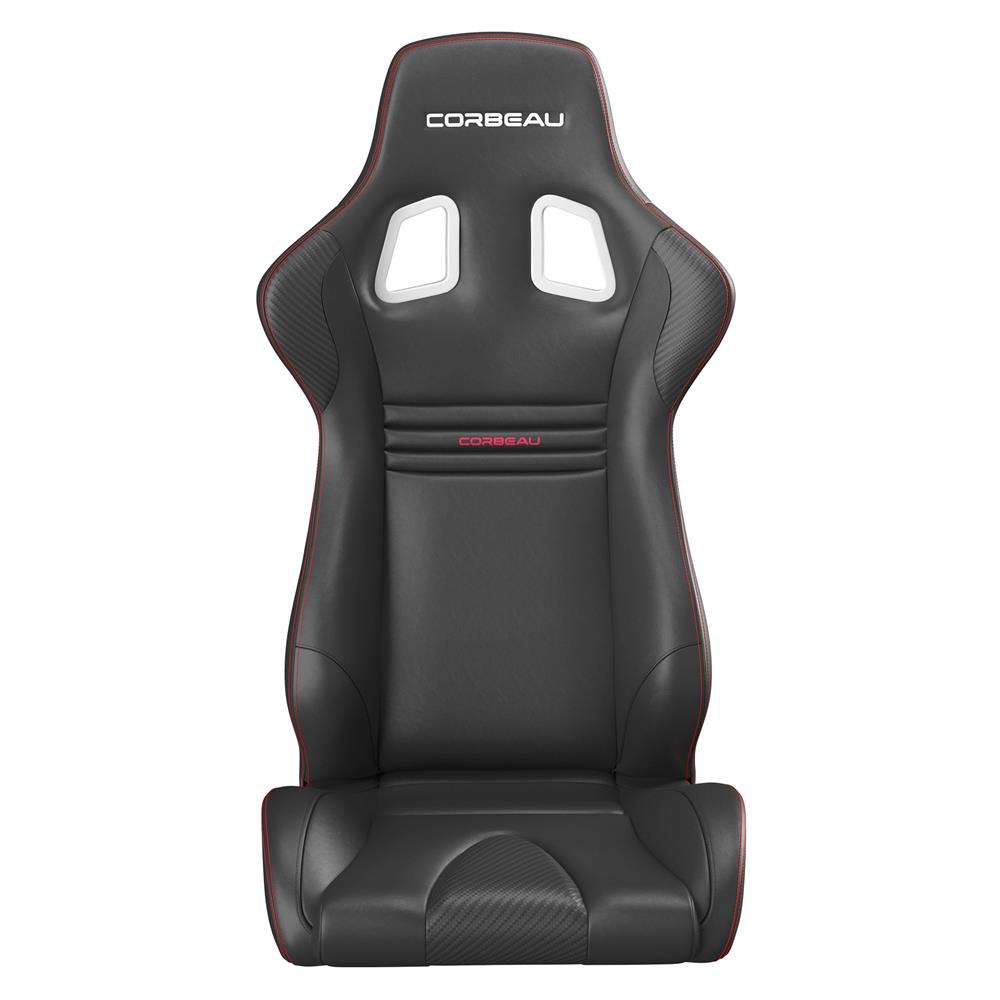 Corbeau Mustang Evolution X Seat - Pair Black Vinyl/Carbon w/ Red ...