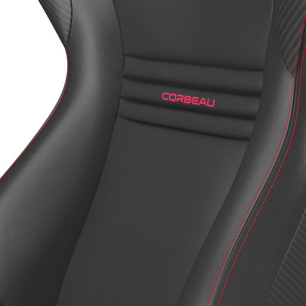 Corbeau Mustang Evolution X Seat - Pair Black Vinyl/Carbon w/ Red ...