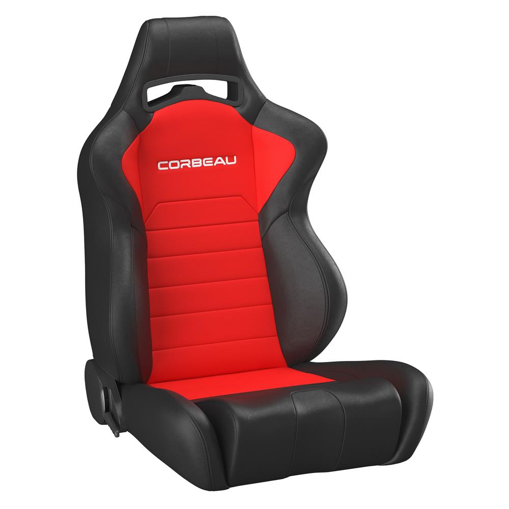 Corbeau Mustang LG1 Cloth Seat Pair - Black w/ Red Insert | 25507