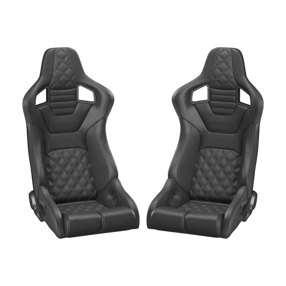 Corbeau RRB Pair - Diamond Pattern - Black Vinyl w/ Black Stitching 84912