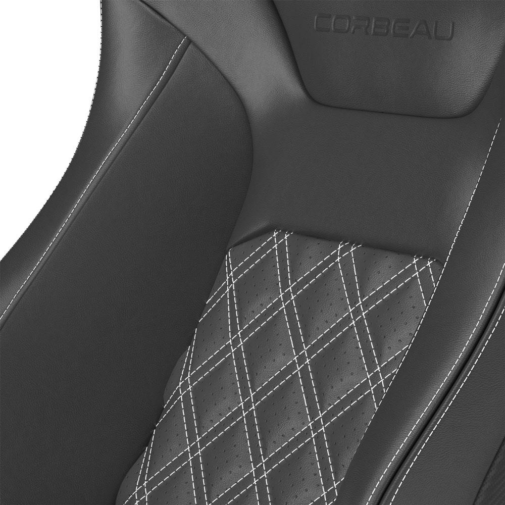 Corbeau RRB Pair - Diamond Pattern - Black Vinyl w/ White Stitching 84913