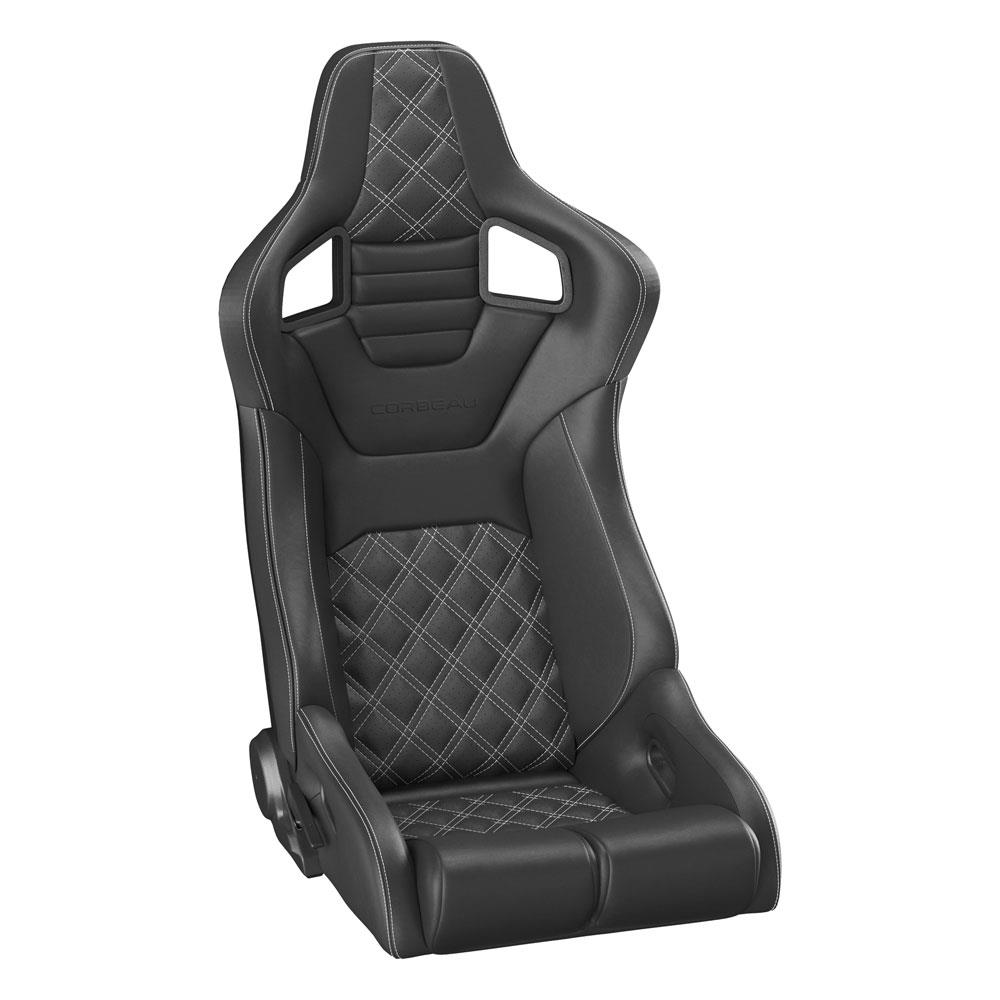 Corbeau RRB Pair - Diamond Pattern - Black Vinyl w/ White Stitching 84913