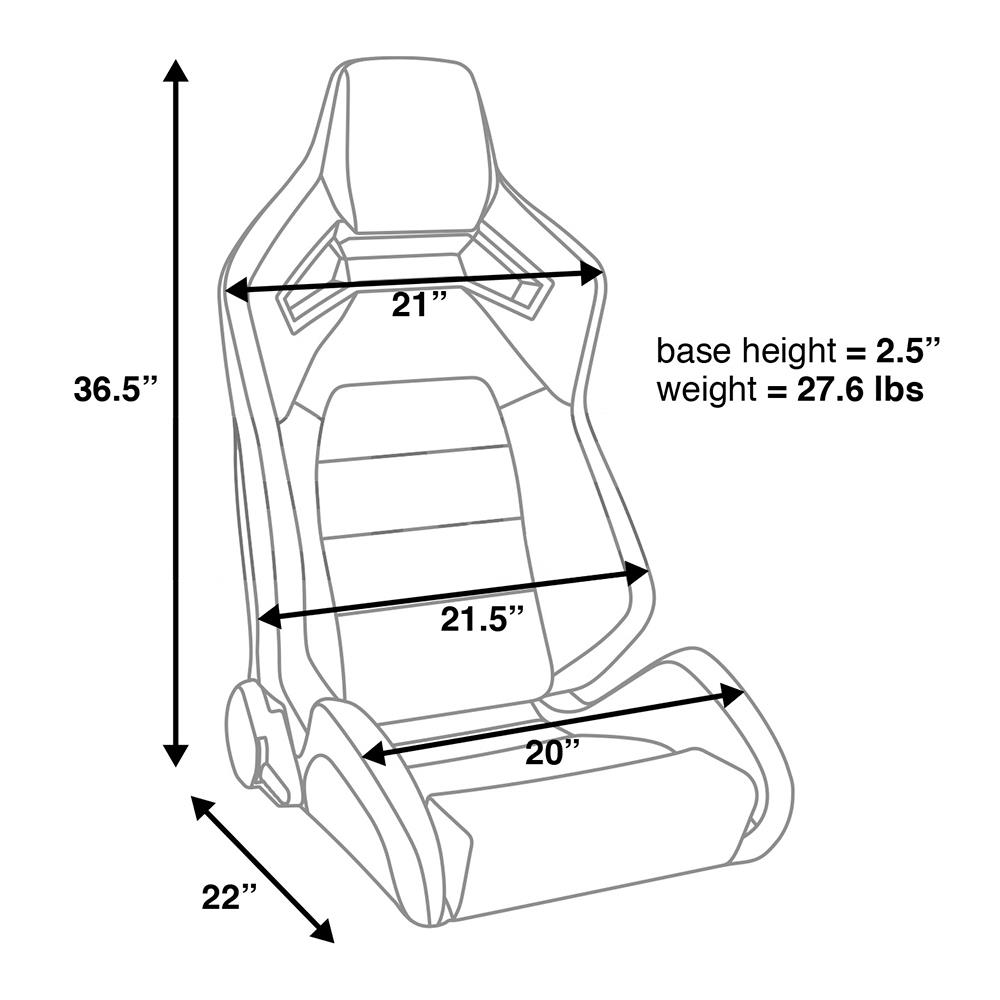 Corbeau Sportline RRX Reclining Seat - Black W/ Black Insert 55010