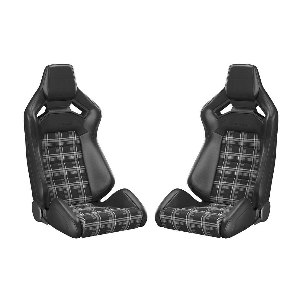 Corbeau Sportline RRX Seat - Black w/ White Plaid Insert | 55013