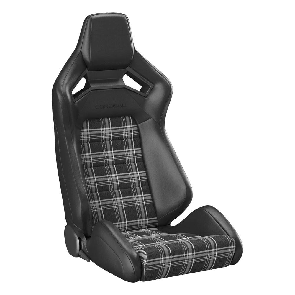 Corbeau Sportline RRX Seat - Black w/ White Plaid Insert | 55013