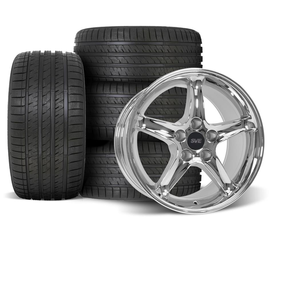 SVE Mustang 95 Cobra R Wheel & Sumitomo Tire Kit - 17x9 - Chrome (94-04)