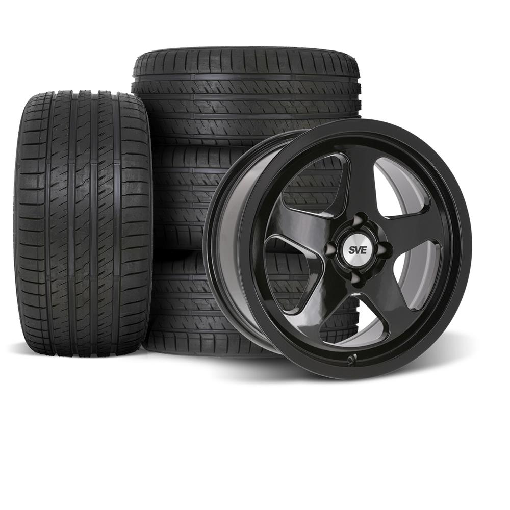 SVE Saleen SC Wheel & Tire Kit - 17x8/9 - Gloss Black - (79-93)