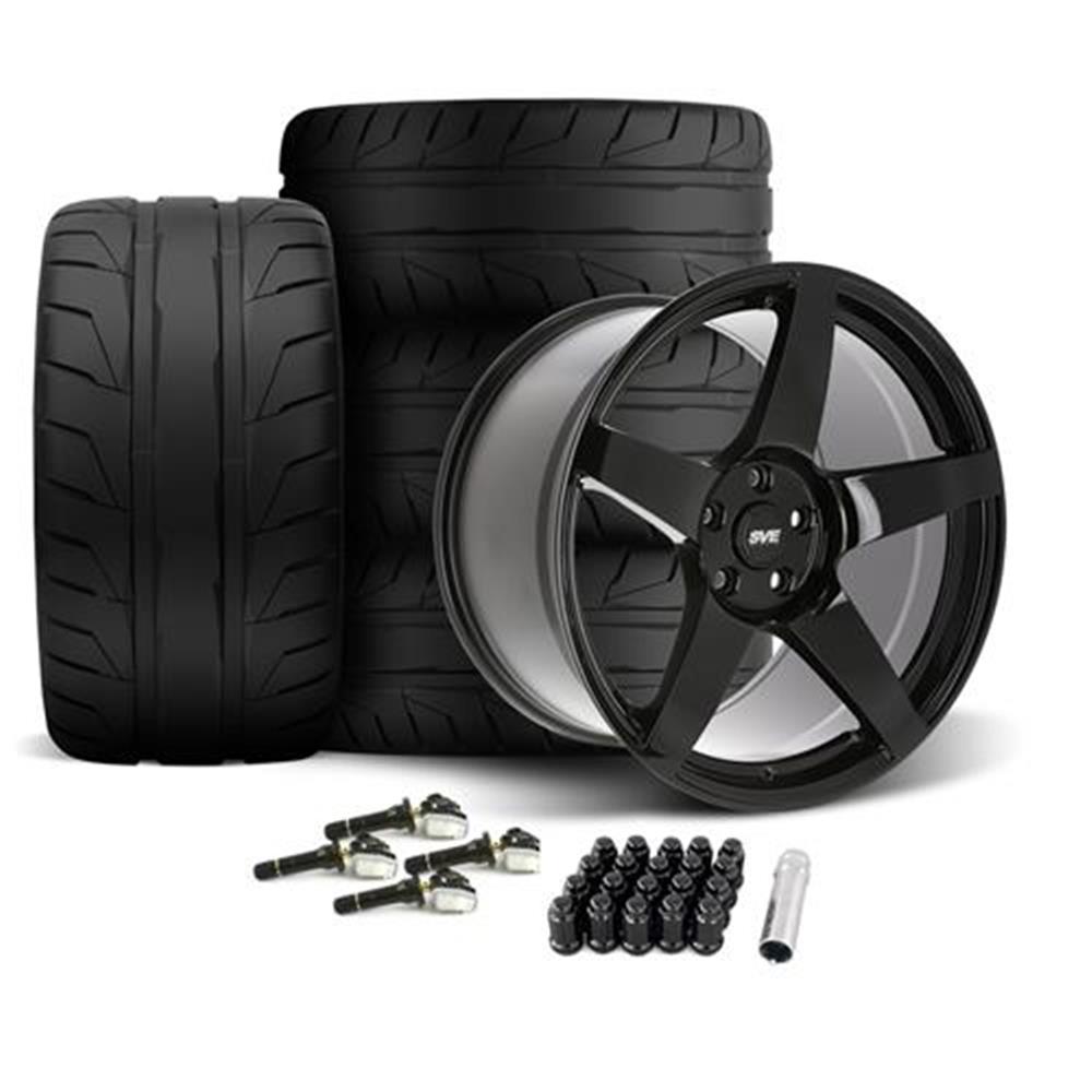SVE Mustang R355 Wheel & Nitto NT05 Tire Kit - 19x10/11 - Gloss Black ...