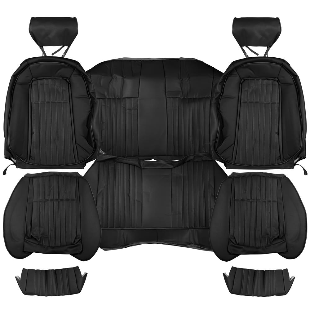 TMI Mustang Sport Seat Upholstery - Leather - Black (90-91) Convertible